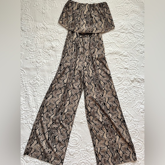 Tyche | Pants & Jumpsuits | Tyche Strapless Snakeskin Jumpsuit Size ...